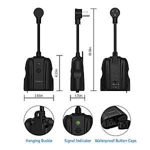 Outdoor Smart Plug, TESSAN WiFi Outlet Works with Alexa, Google Assistant, 2 Individual Socket Outside Power Strip Waterproof Timer Extension Cord with Switch for Lights and 2HP Pool Pump