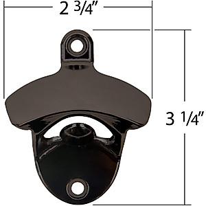Wall Mounted Black Nickel Gun Metal Finish Beer and Soda Bottle Opener, Free Mounting Hardware Included, Quick Installation, Easy to Surface Mount