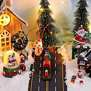 Marspark Christmas Village Accessories 5 x 50 Inch Christmas Miniature Road Village Street Mat Xmas Village Snow Street Decorations for Little Village Landscape (Road Style)