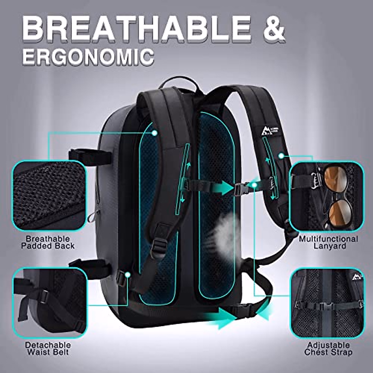 KINGS TREK Dry Bag, TPU Waterproof Backpack with Airtight Zipper, 20L Floating Waterproof Pack with Phone Case (Grey, 20L)