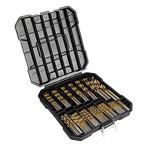 Yaegoo Titanium Twist Drill Bit Set High Speed Steel for Steel, Wood, Plastic, Metal, Copper, Aluminum Alloy with Storage Case (99 PCS)