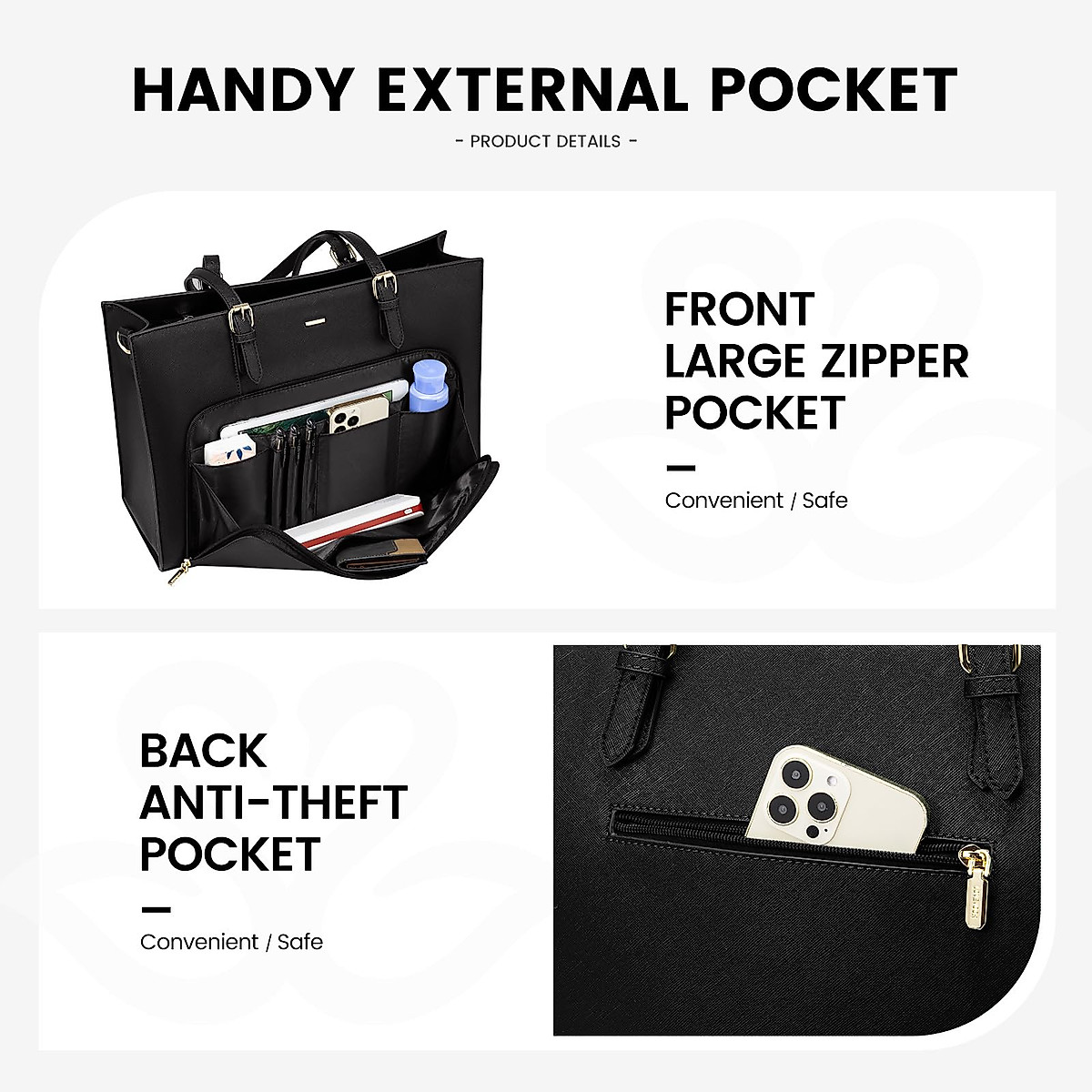 LOVEVOOK Laptop Bag for Women 15.6 inch Waterproof Work Tote Bag Briefcase with USB Charging Port PU Leather Computer Handbag Shoulder Bag Large Professional Teacher Bag for Travel Business School