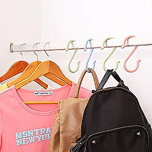 Pack of 12 Plastic Hanging S-Hooks, MOIKY Creative Multi Purpose Plastic S Shaped Double Head Hanger Hooks, Large (4.7 Inch), Pink