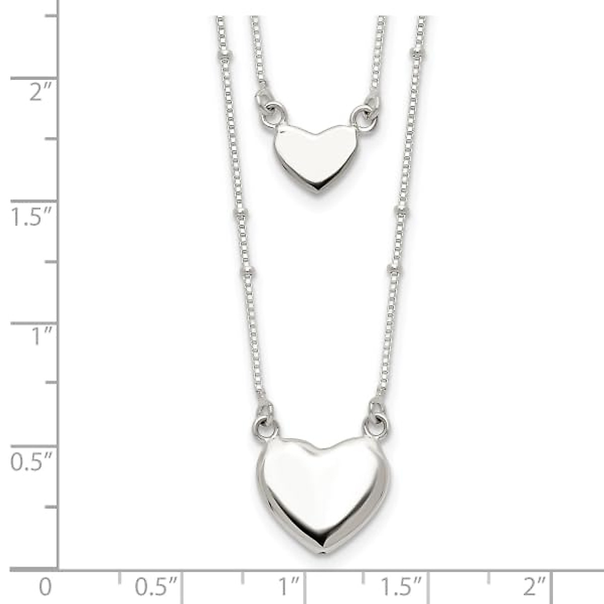 IceCarats 925 Sterling Silver 2 Strand Heart Love Dangling Chain Necklace