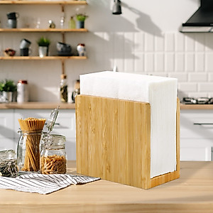 Napkin Holder Bamboo Vertical Napkin holder Wooden Napkin Holder, Natural Bamboo Wood Strong and Waterproof, Napkin Holder For Table, Kitchen and Countertops