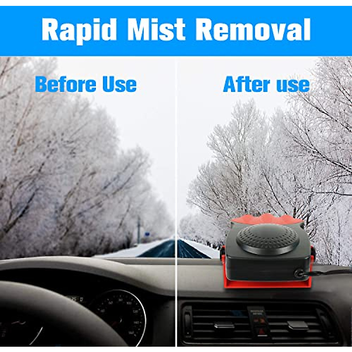 2023 Car Heater Fan, 12V 150W Portable Car Heater 2 in 1 Fast Heating Car Windshield Defrost Defogger Auto Ceramic Heater Fan (Red) 1