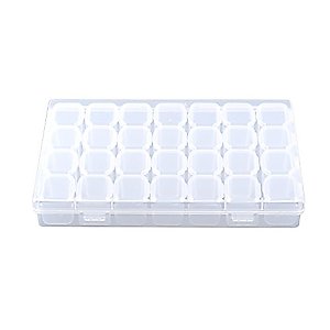 Alvinlite 28 Grids Plastic Organizer Box with Adjustable Dividers, Clear Storage Container for Beads Earring Jewelry Craft Tackles Tools