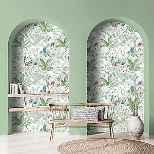 Erfoni Floral Wallpaper Peel and Stick Wallpaper Floral Contact Paper 17.7inch x 118.1inch Vintage Flower Wallpaper Peel and Stick Leaf Self Adhesive Removable Wall Paper Bathroom Cabinets Vinyl