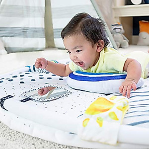 Sassy Stages STEM Developmental Play Gym, Sensory Tummy Time Activity Play Mat w/Built-in Instructions, Ultra Plush & Machine Washable Playmat for Babies & Toddlers