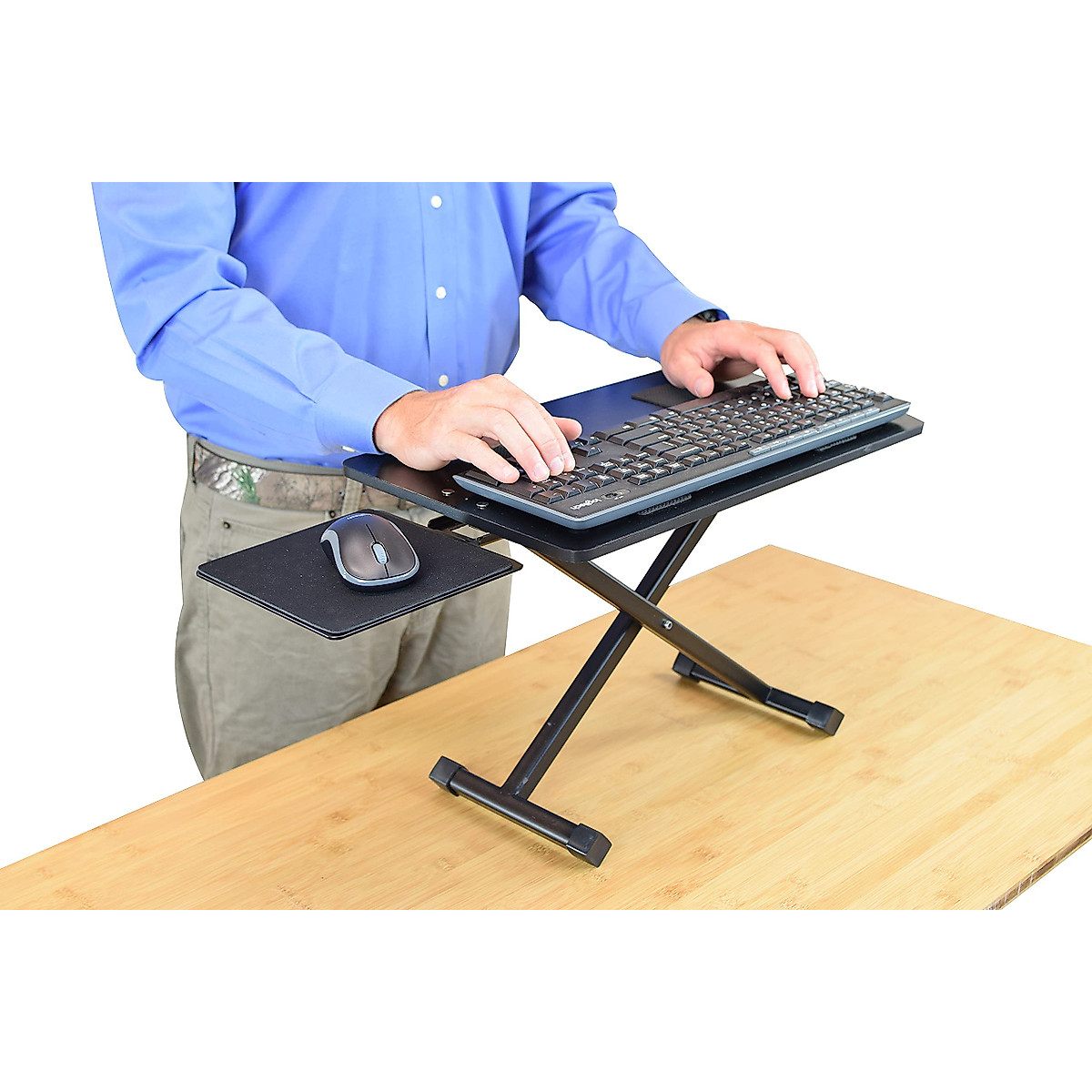 KT3 Ergonomic Computer Keyboard Stand Adjustable Height Angle Negative Tilt for standing up raise keyboards to standing height sit stand up on desk riser holder tray platform lift above desk black