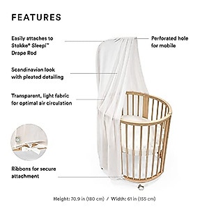 Stokke Sleepi Canopy, White - Create a Cozy, Calm Environment for Baby - Easy to Assemble - Lightweight Fabric - Compatible with Sleepi Mini & Crib/Bed