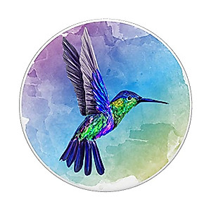 Colorful Watercolor Nature Blue Hummingbird Colorful Bird PopSockets PopGrip: Swappable Grip for Phones & Tablets