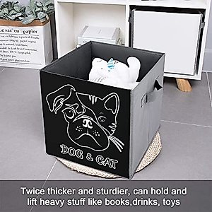 Dog and Cat Face Collapsible Storage Bins Basics Folding Fabric Storage Cubes Organizer Boxes with Handles