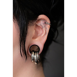 Pierced Owl Black Double Flared Tunnel Plugs in 316L Surgical Steel with Titanium IP, Sold as a Pair (25mm (1"))