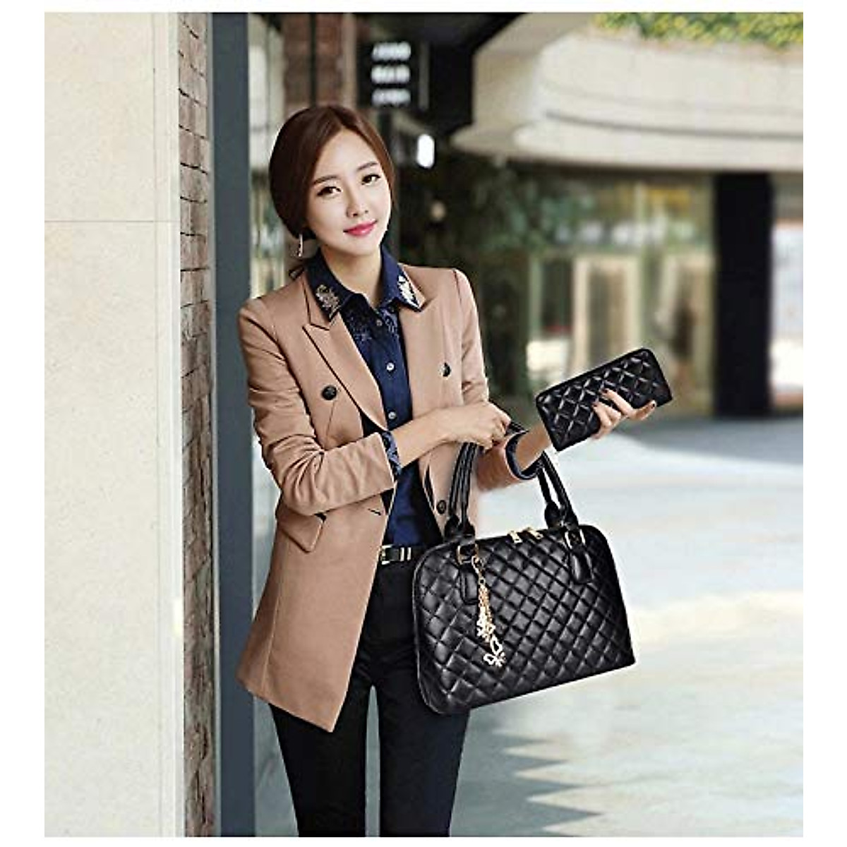 Women Handbag ladies fashion Shoulder Bags, Purses and Handbags Crossbody Wallets for women's Tote Top Handle Satchel, Hobo bag 3pcs Purse Set for her (Black)