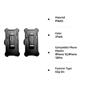 Replacement Belt Clip Holster for OtterBox Defender Series Case Apple iPhone 12, iPhone 12Pro - 6.1" (2Pack)