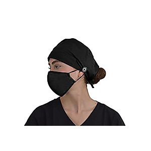 3-Pack Medical Nursing Working Scrub Cap GT Performance Women/Men One Size-Black/Black/Black-ONE Size