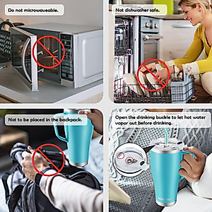 Hamino 30 oz Tumbler with Lid and Straw Handle, Double-Wall Vacuum Travel Coffee Mug with Handle, Stainless Steel Insulated Coffee Tumbler Mug Cup for Office Travel Car HOT COLD Drinks (Tiffany-Blue)