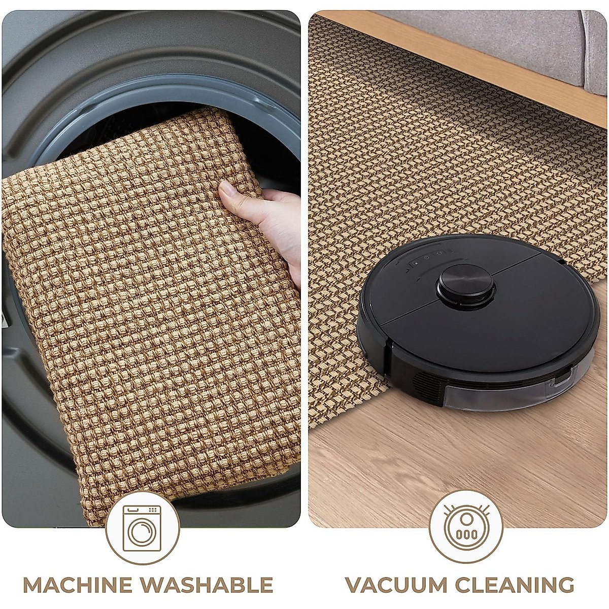 KOZYFLY Boho Runners for Hallways 2x6 ft Washable Hall Carpet Runner Rubber Backed Kitchen Rug Non Slip Woven Cotton Entryway Runner Rugs Floor Runners for Indoor Hallway Bedroom, Tan/Orange/Brown