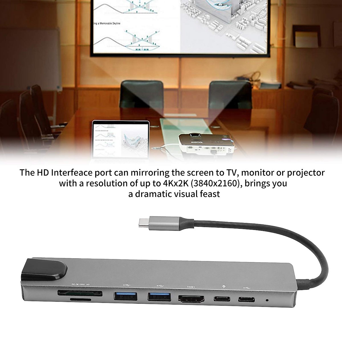 wendeekun TypeC Docking Station,8 in 1 TypeC Converter TypeC to PD/HDMI/RJ45/Memory Card/Storage Card/USB3.0 Adapter,Easy and Convenient Expansion