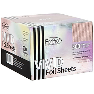 ForPro Professional Collection Vivid Rose Embossed Foil Sheets, Aluminum, Pop-Up Foil Dispenser, Hair Foils for Color Application & Highlighting Services, Food Safe, 5” W x 10.75” L, 500-Count