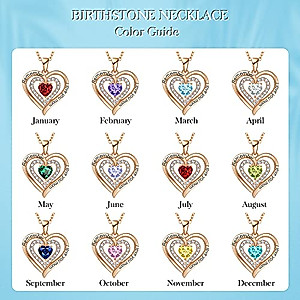REDBEE Necklace for Mom 18K Rose Gold Filled 925 Sterling Silver Birthstone Diamond Heart Pendant Necklace for Women, Jewelry for Birthday Mothers Day for Mom Valentines Day for Wife Gifts for Her I
