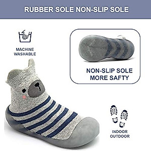 Babycare Toddler sock shoes baby boys girls Slippers shoes Baby Infant First Walking Shoes Rubber Sole Non-Skid Floor Slippers(Grey, LARGE, numeric_6_point_5)