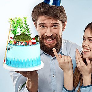 Yaomiao Gone Fishing Cake Decoration Fish Cake Topper Catching the Big One Cake Supplies Fisherman Themed Birthday Cake Topper Sea Bass Figurines for Man Kids Boy Fisherman Gone Fishing(Classic Style)