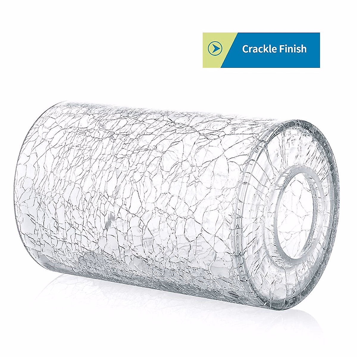 Skelang Clear Glass Shade, Light Shade with Crackle, Lampshade with 1-5/8" Fitter, Cylinder Replacement Shade for Pendant Light, Wall Sconce, Vanity Light, Table Lamp, Pack of 3