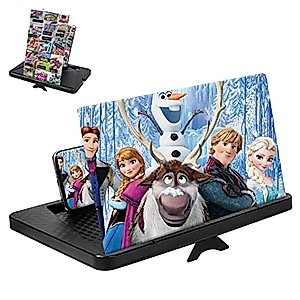 14" Screen Magnifier for Cell Phone, Portable 3D HD Magnifying Projector Screen Enlarger for Movies, Short Videos Gaming Foldable Phone Stand with Screen Amplifier Compatible with All Smartphones