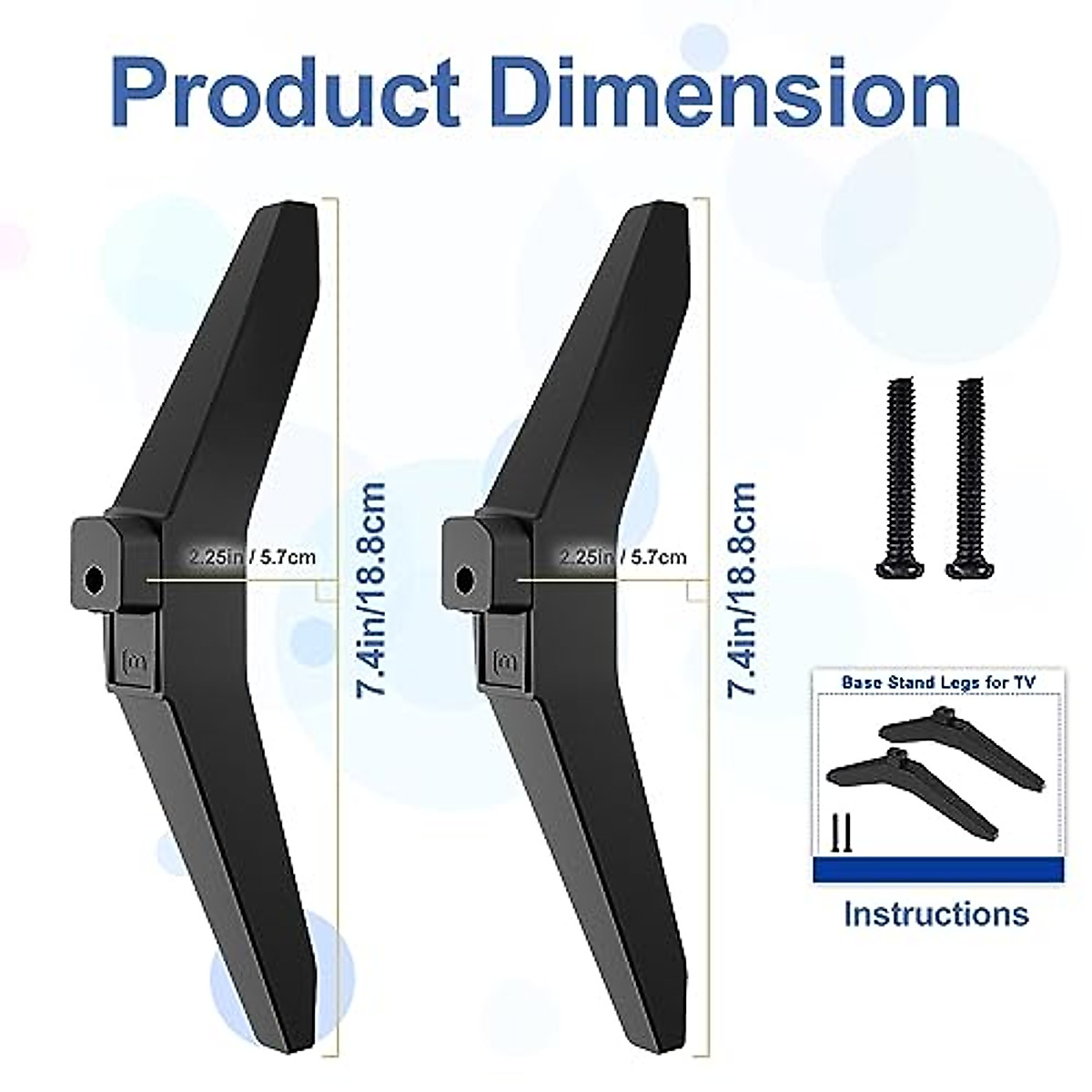 TV Legs for LG 43in TV UJ LJ Series, Compatible with LG TV Stand Replacement Base 43UJ6300 43UJ6300PUA 43UJ630T 43UJ635T 43LJ5500 43LJ550M 43LJ5550 43LJ5500UA with Screws