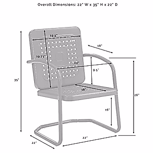 Crosley Furniture Bates 2-Piece Outdoor Chair Set, Retro Metal Patio Chairs for Dining, Porch, Deck, Balcony, Bright Red Gloss