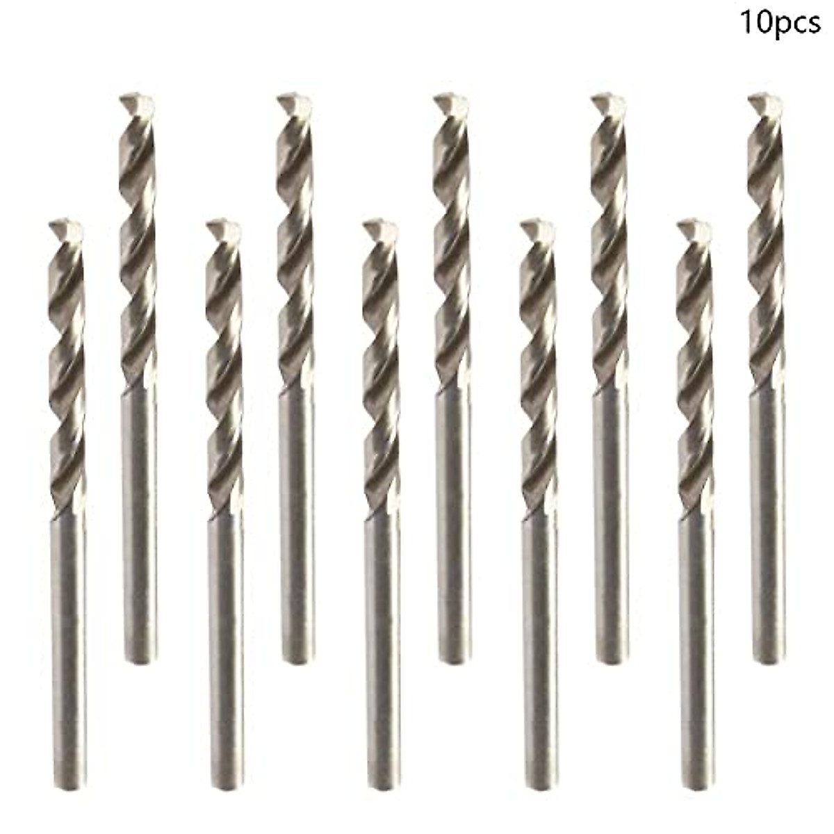 Auniwaig 10pcs Twist Drill Bit, 2.5mm HSS-6542 Straight Shank Drill Bit- 135° Tip, for Metal, Steel, Wood, Plastic, Copper, Aluminum Alloy, Stainless Steel Silver