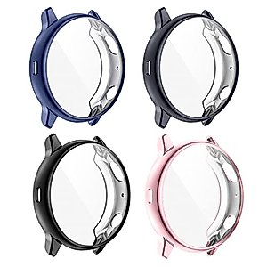 EZCO 4-Pack Screen Protector Compatible with Samsung Galaxy Watch Active 2 40mm (Not for Galaxy Watch 4), Full Coverage Plated Soft TPU Case Screen Protective Cover Bumper for Active 2 Watch