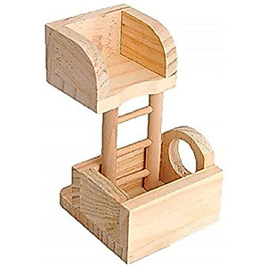 Litewoo Hamsters Wood House Climbing Ladder Lookout Tower Rat Mouse Wooden Climbing Playing Toys Lookout Platform