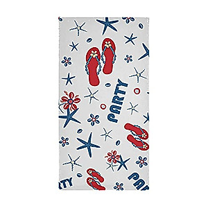 susiyo Patriotic Flip Flop Starfish Towel 2 Pcs Set, Small Washcloth Fingertip Towel for Home Decor
