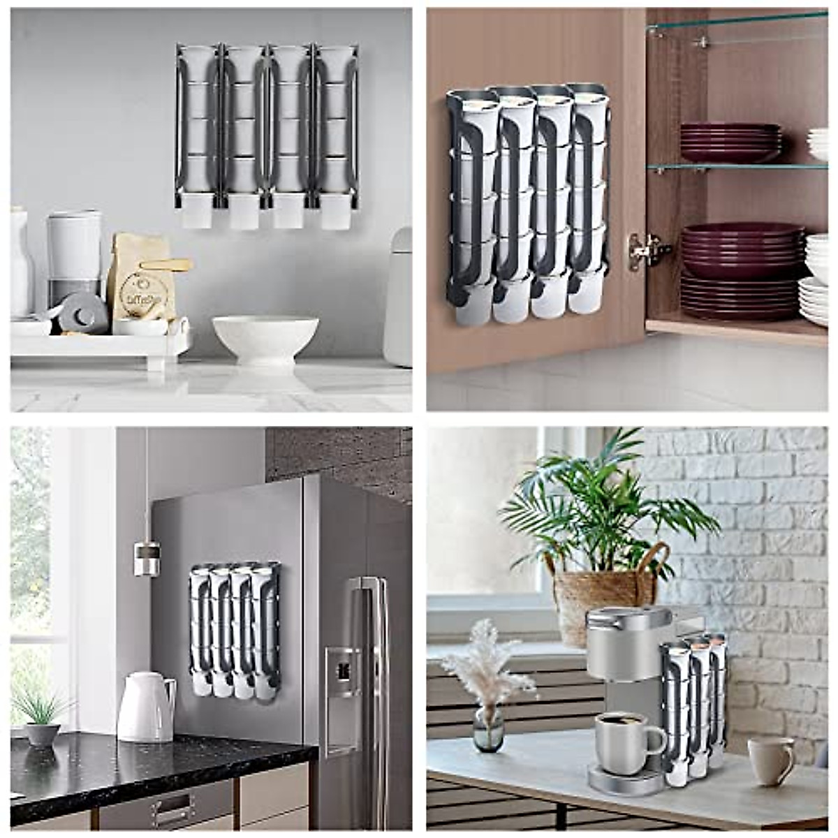 Kedofa K Cup Holder for Keurig- Coffee Pods Holder Side & Wall Mount Hanging- K-cups Pods Organizer, K-pod Storage Stands Rack- Save kitchen Space- Black (2 Rows/for 10 K Cups)