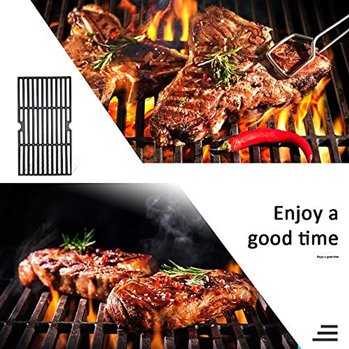 Rejekar Porcelain Cast Iron Grill Grates Cooking Grid Replacement for Charbroil 463436213, 463436214, 463436215, 463440109 Gas Grills 16 7/8" BBQ Grates Replacement Parts