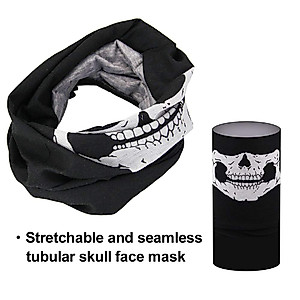 ZKSM 3 PCS Skull Mask Breathable Skull Face Masks Black Seamless Skull Balaclava Mask for Motorcycle Bike Hiking Ski Halloween Outdoor Riding