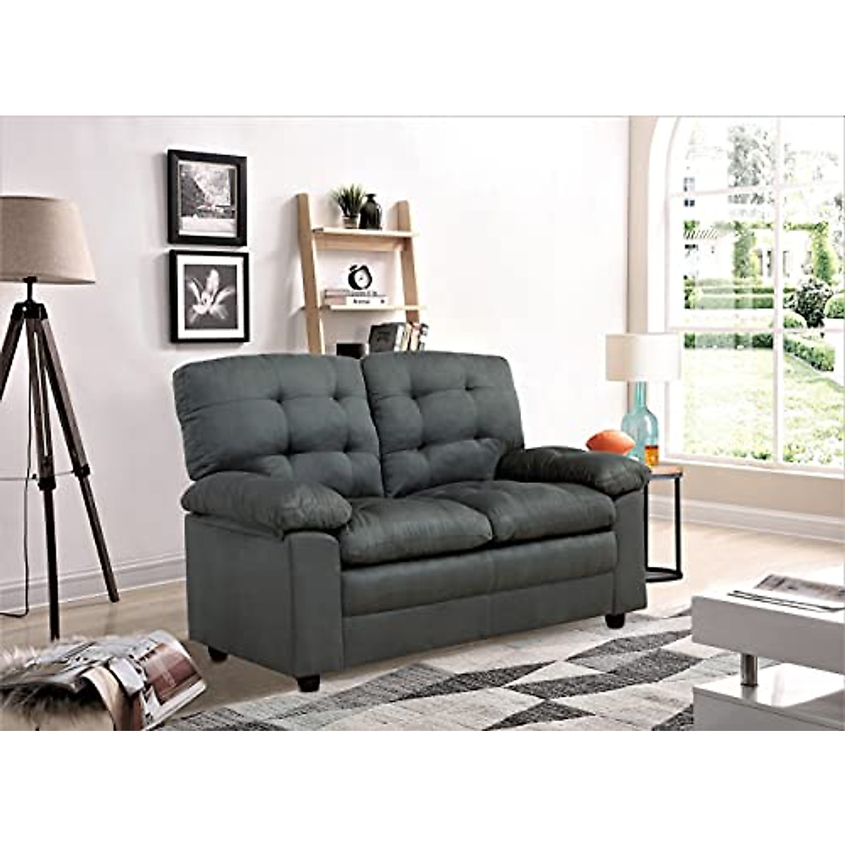 Urban Home Grayson Loveseat, Padded Arms Love Seats, Grey