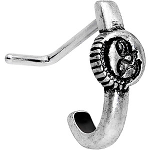 Body Candy 20G Steel Faux Hoop L Shaped Nose Ring Celestial Romance Moon Sun Nose Stud Body Jewelry 3/16"
