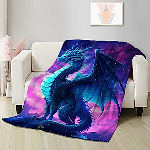 Dragon Blanket Blue Dragon Blanket Gift for Woman Man Girls Boys Dragon Gift for Dragon Lovers Soft Flannel Blue Dragon Blanket for Living Room Sofa Couch Decor 40"x50"for Kids/Children
