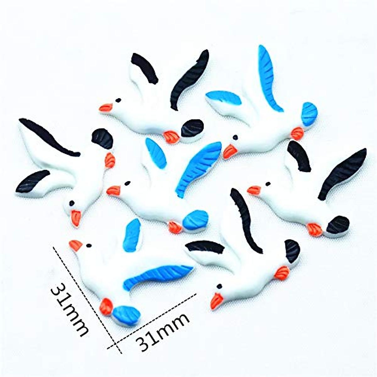 ZAMTAC 31mmX31mm 20PCS Resin Flatback Seagulls|Flatback Sea Beach Miniatures|Summer Holiday Miniatures - (Color: Black COLOR-20PCS)