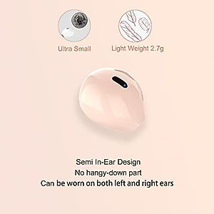 eleror Invisible Wireless Blue Tooth Earbuds Mini Earpiece Small Ear Buds Semi in-Ear Headphone Touch Control for Work, Home, Music, Audiobooks and Podcasts(Ivory)