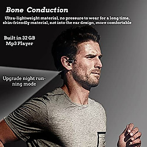 Gogailen Bone Conduction Headphones,IPX8 Waterproof Swimming Night Light Headphones Built-in 32GB MP3 Player Bluetooth 5.3,Wireless Open Ear Headset for Swimming,Running,Cycling,Gym Black