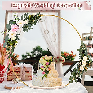 Norme 33.5 Tall Wedding Arch Cake Stand Round Metal Cake Stand for Wedding Reception Hoop Decoration with Wooden Base Floral Decoration Display for Party Events Reception Supplies