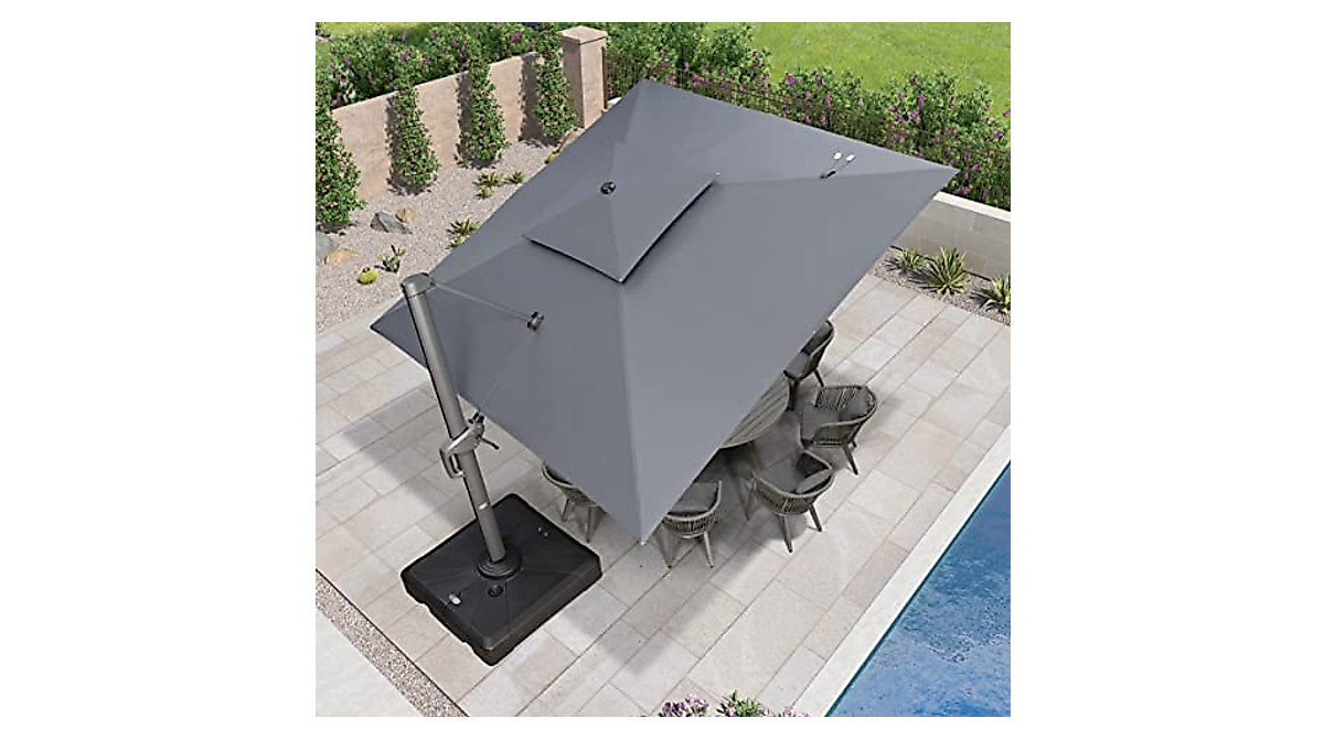 Purple Leaf 12x12 Patio Umbrella - Windproof Square Outdoor Shade