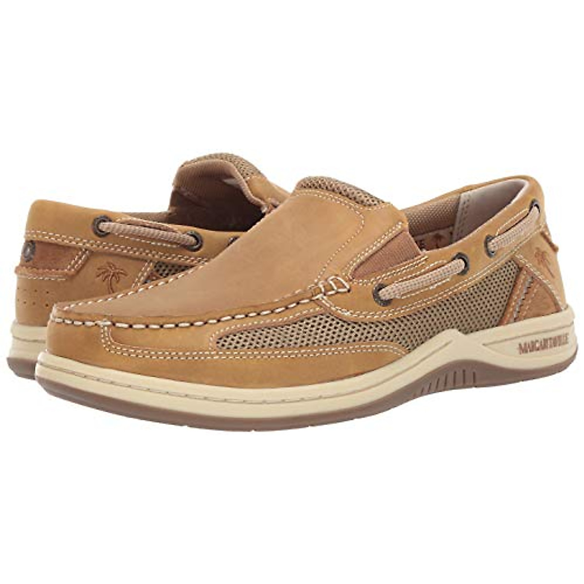 Margaritaville Men's Anchor Slip On Boat Shoe, Light Tan, 10.5
