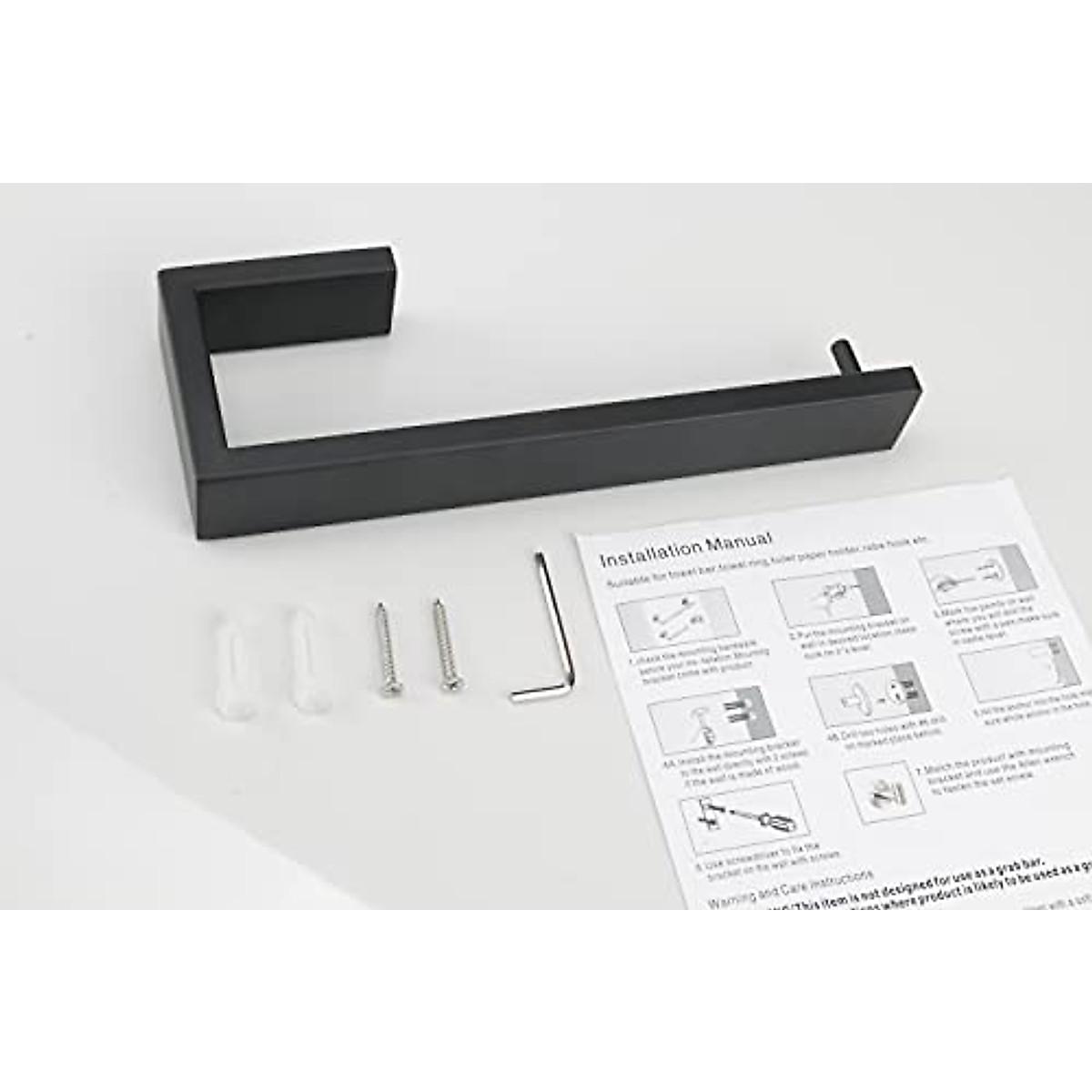 TocTen Hand Towel Holder/Towel Ring - Thicken SUS304 Stainless Steel Bathroom Hand Towel Hanger, 9 Inch Heavy Duty Wall Mounted Towel Rack, Square Hand Towel Bar for Bathroom Hardware (Black, 9 in)