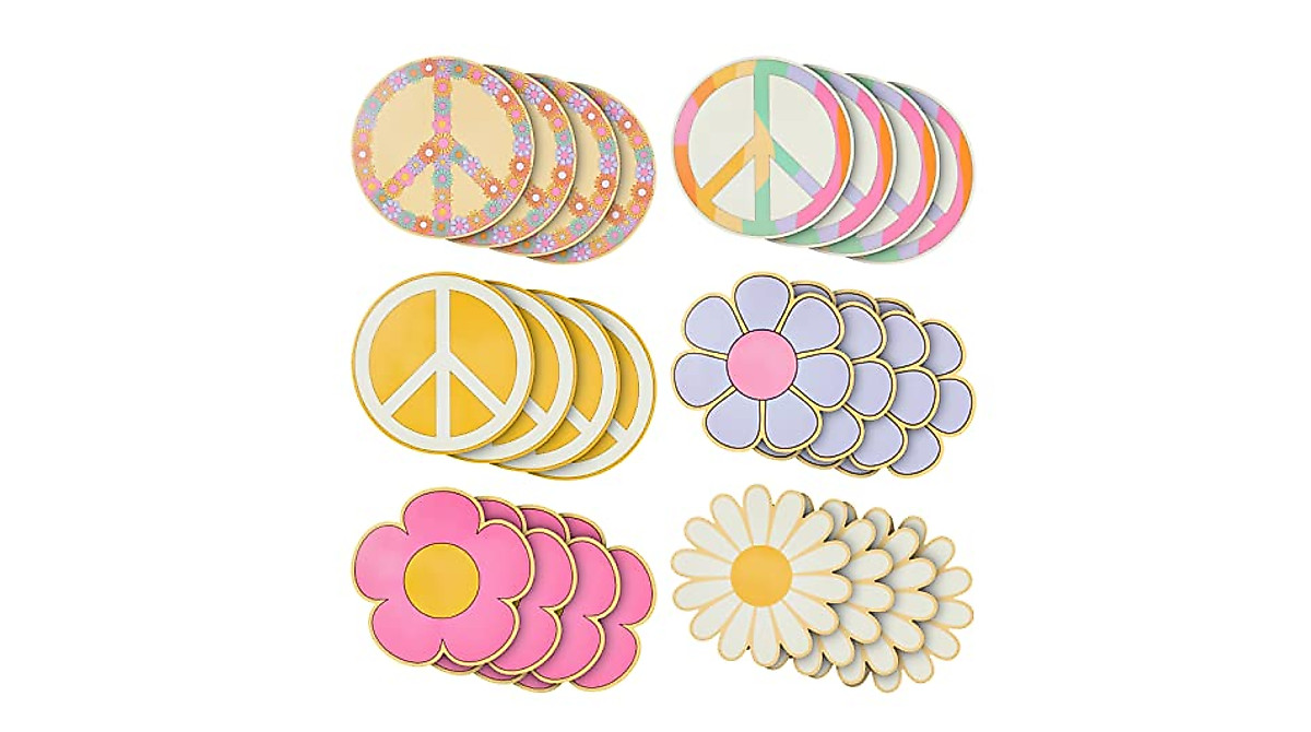 Retro Hippie Paper Cutouts for 60s Party Decorations | BLUE PANDA